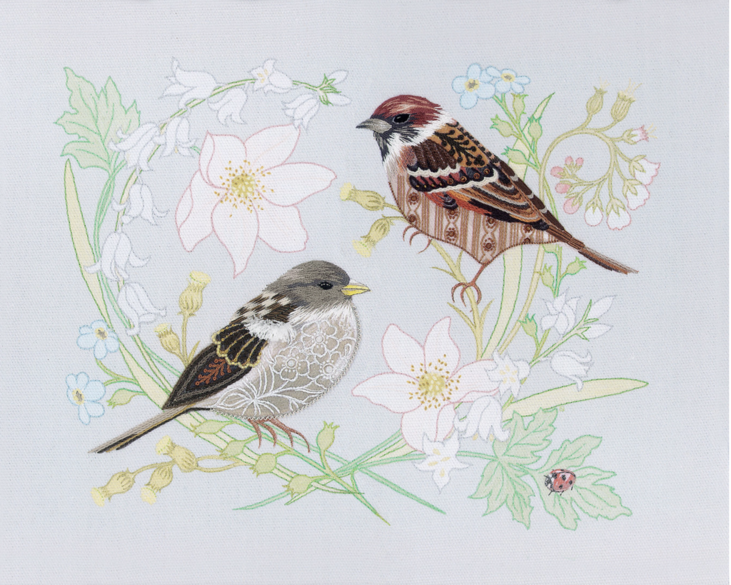 Blossom Hedge Sparrows Embroidery Kit By Nicola Jarvis - Royal School ...