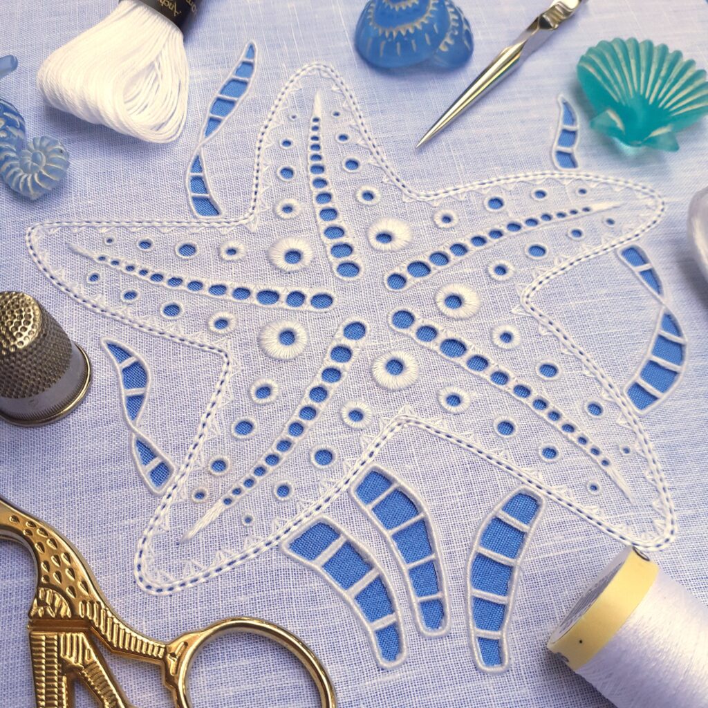 RSN Exclusive Broderie Anglaise & Richelieu Starfish Embroidery Kit by ...