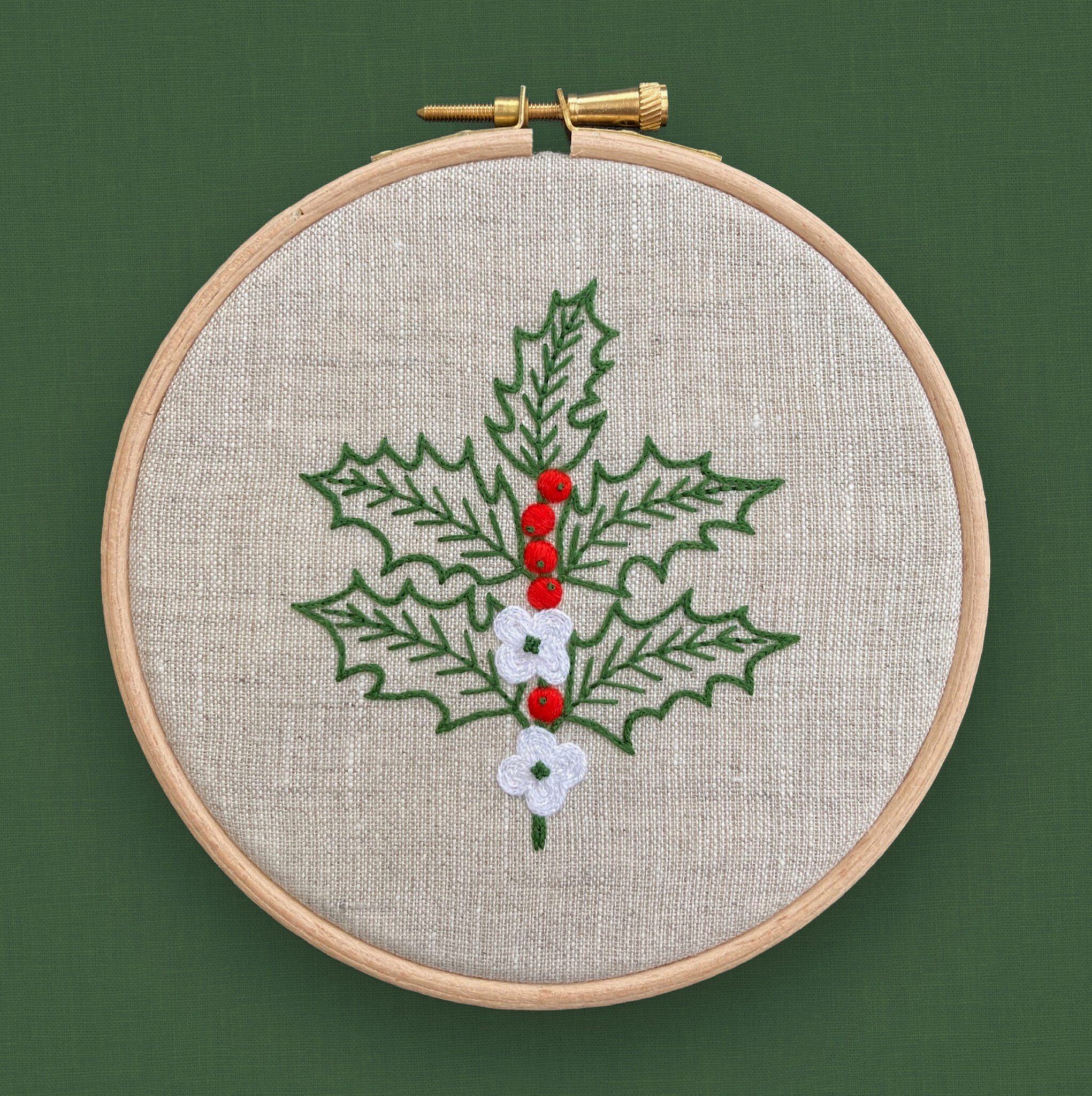 RSN A Year in Flowers: December - Holly Embroidery Kit by Natalie Rowe ...