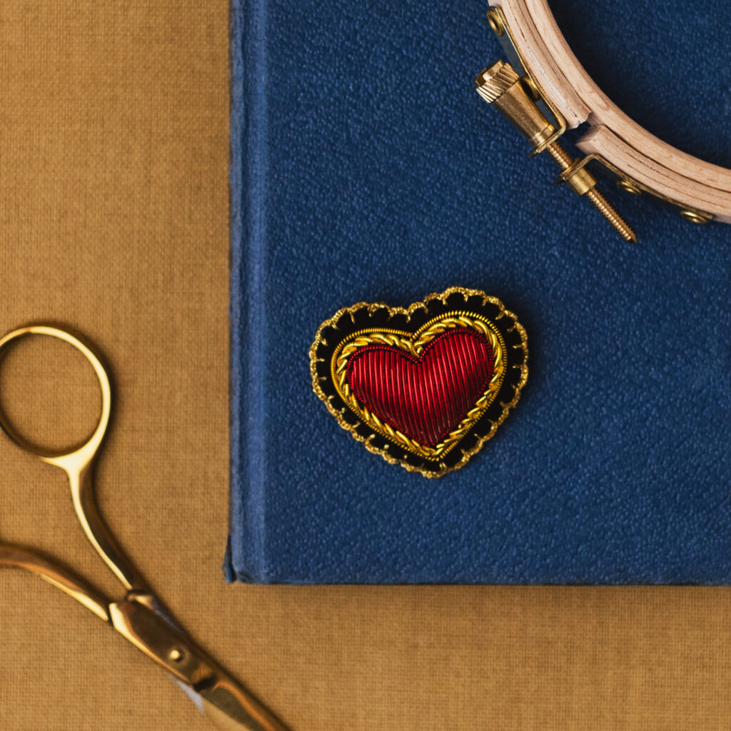 Goldwork Heart Brooch Embroidery Kit - Royal School of Needlework
